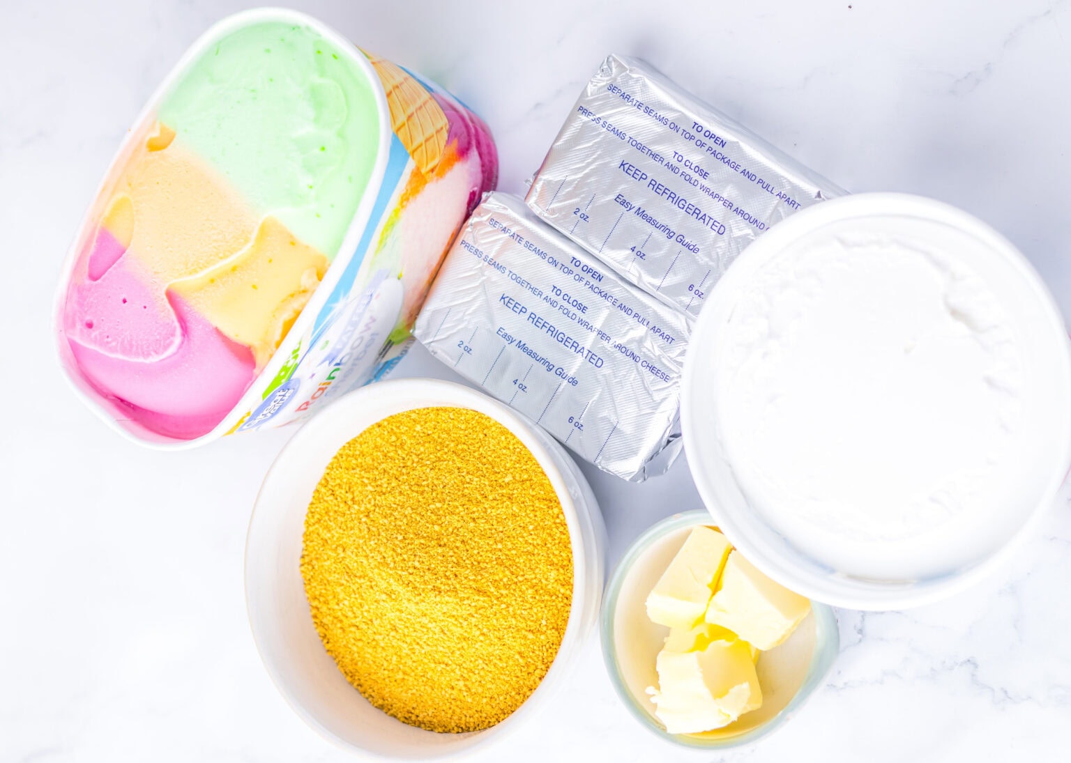 No Bake Rainbow Sherbet Bars - Bite-Sized Bash