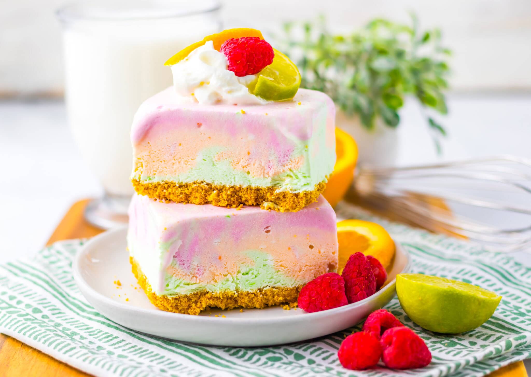No-Bake Rainbow Sherbet Bars - Bite-Sized Bash