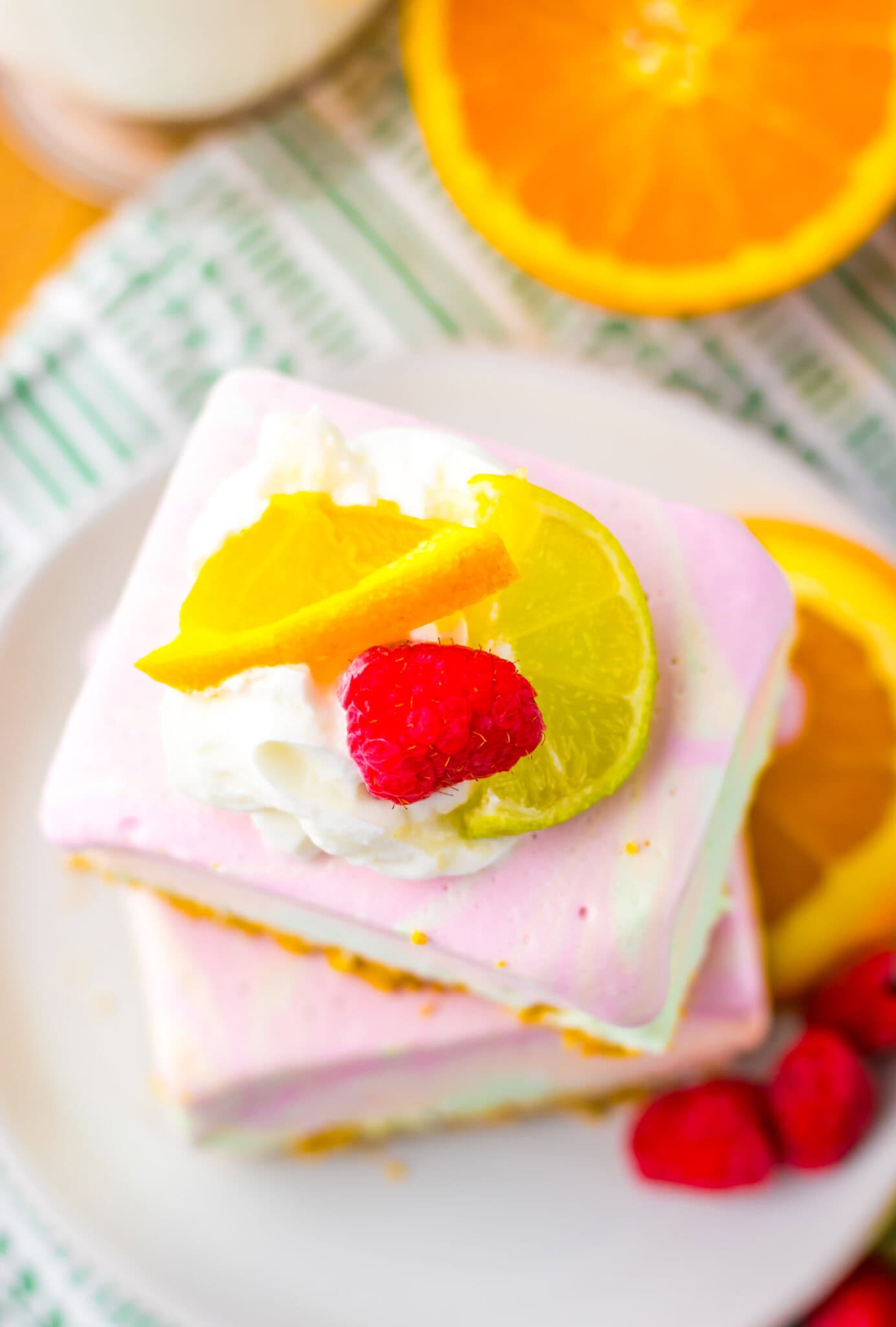 No Bake Rainbow Sherbet Bars - Bite-Sized Bash