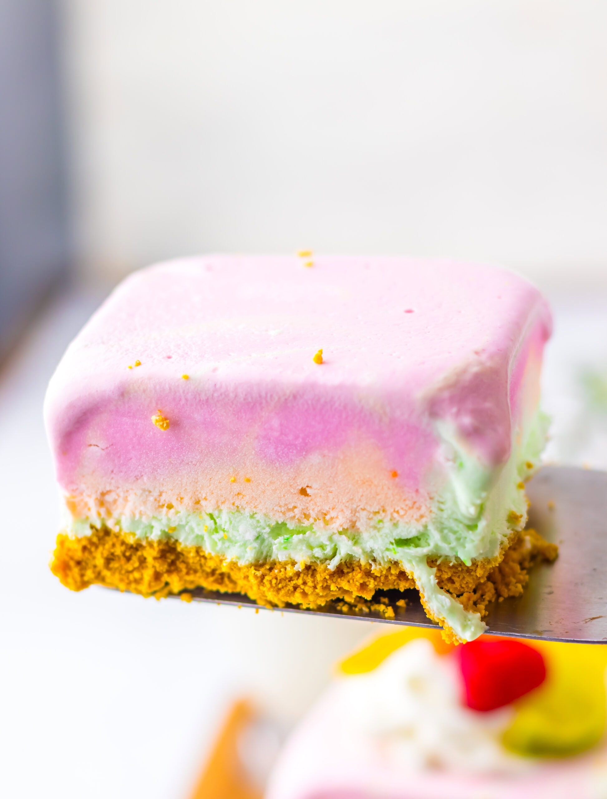 No Bake Rainbow Sherbet Bars - Bite-Sized Bash