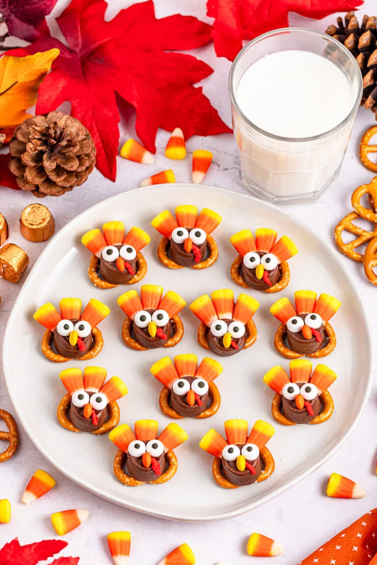 Thanksgiving Rolo Pretzel Turkey Treats - Bite-Sized Bash