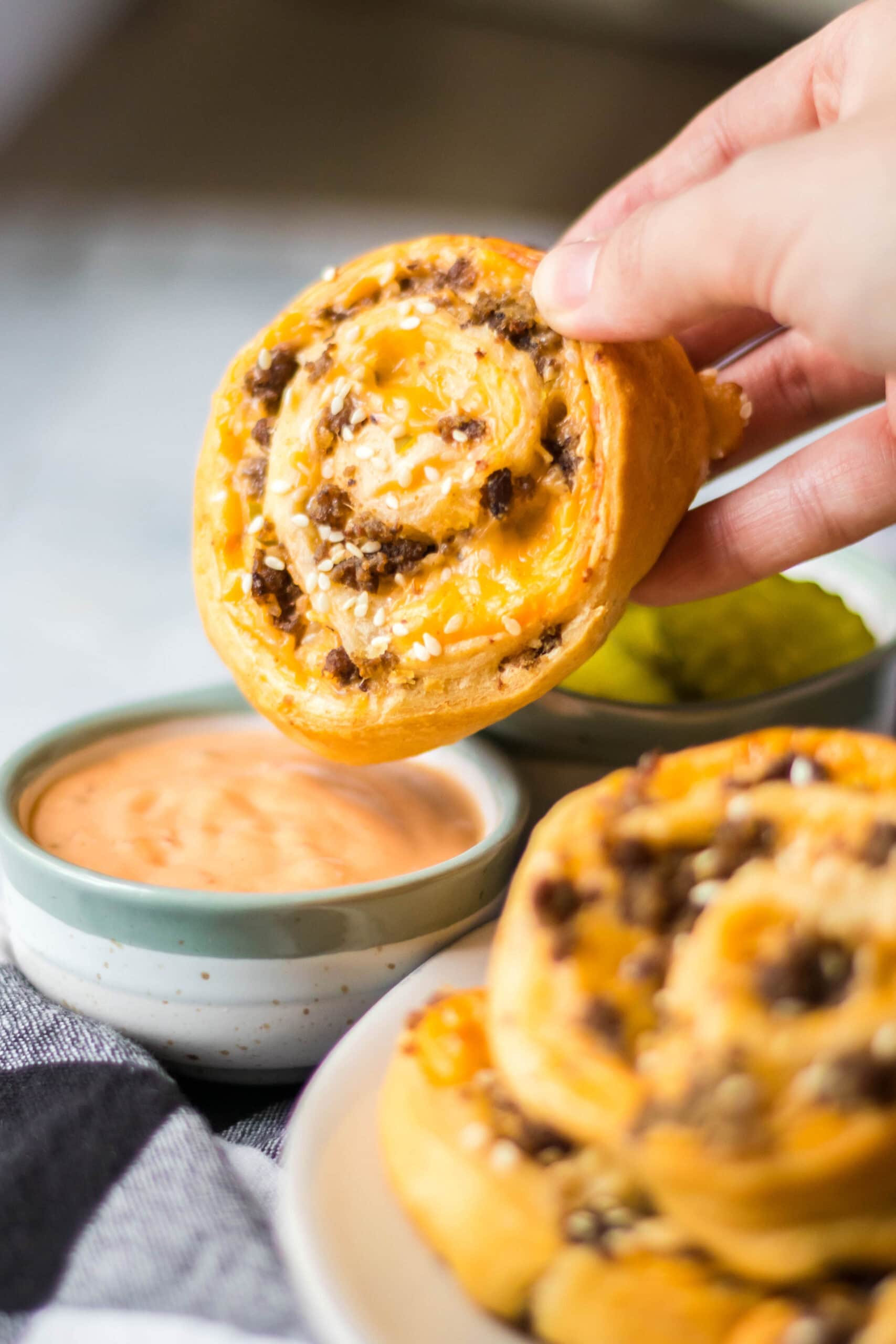 Cheesy Homemade Big Mac Pinwheels - Bite-Sized Bash