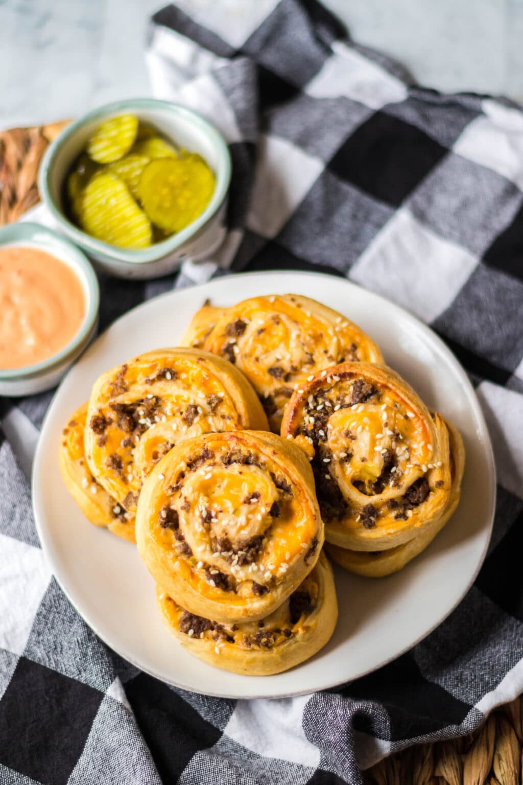 Cheesy Homemade Big Mac Pinwheels - Bite-Sized Bash