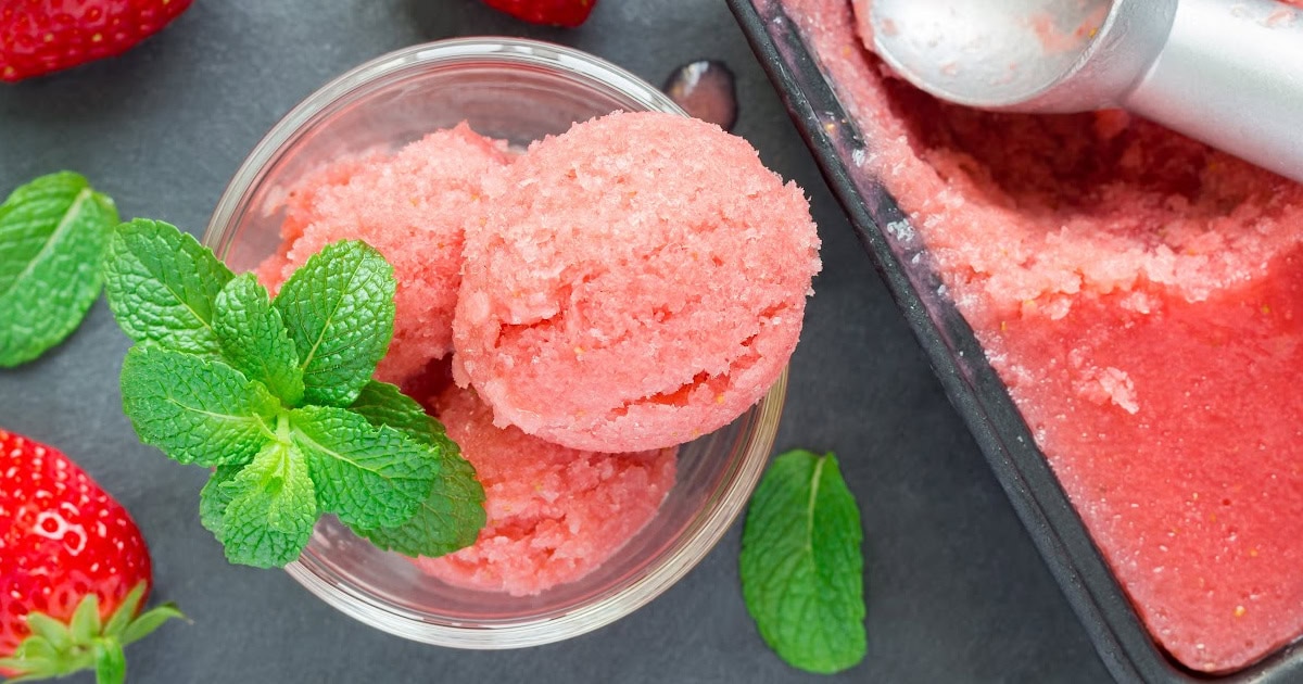Easiest Strawberry Sorbet - Bite-Sized Bash