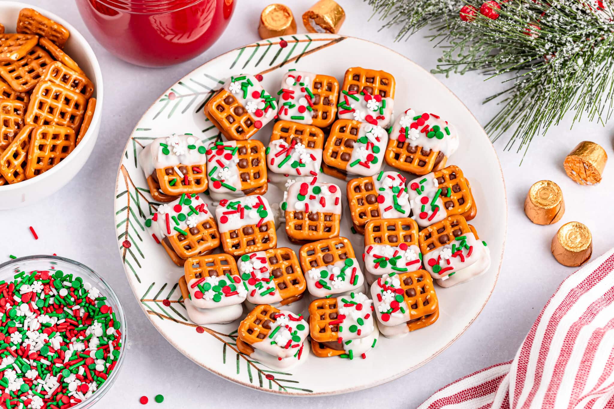 Christmas Rolo Pretzel Sandwiches - Bite-Sized Bash
