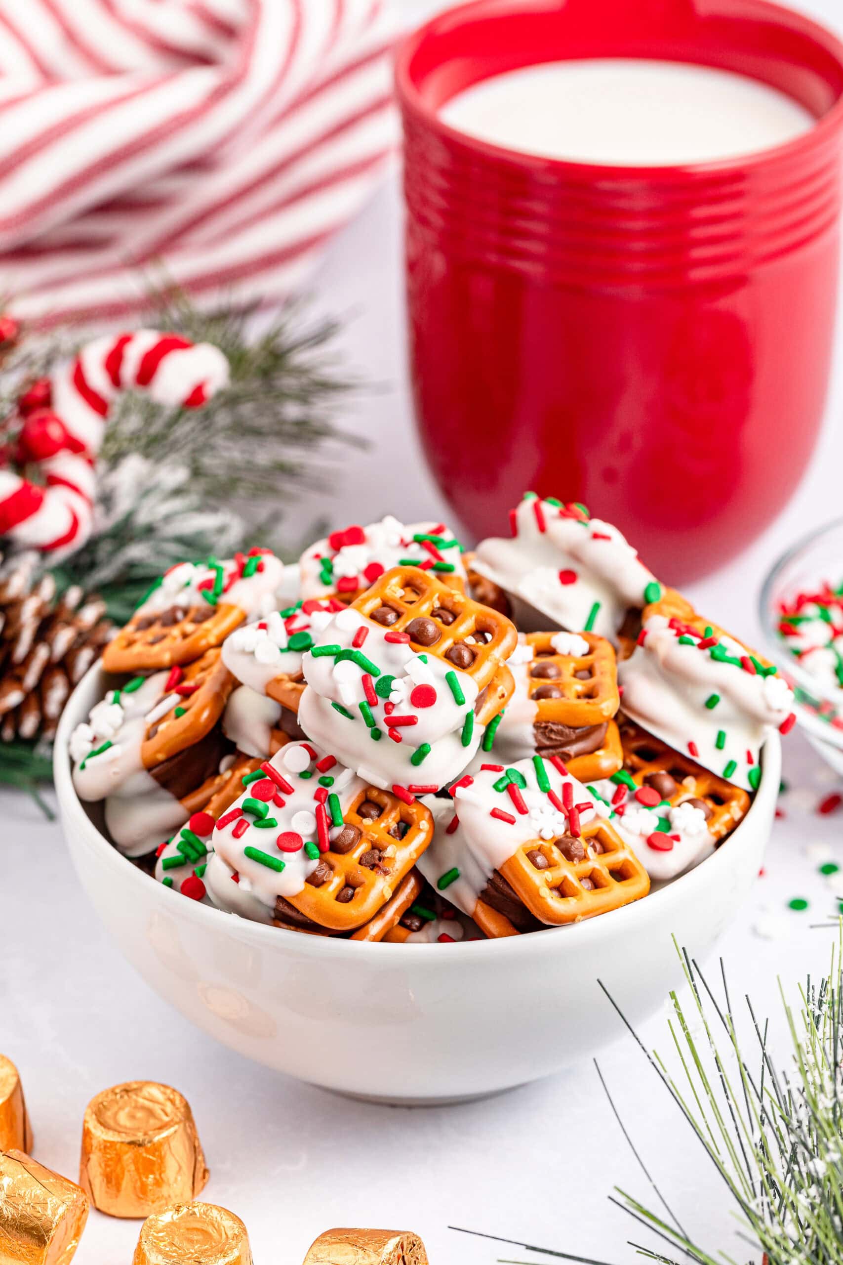 Christmas Rolo Pretzel Sandwiches - Bite-Sized Bash