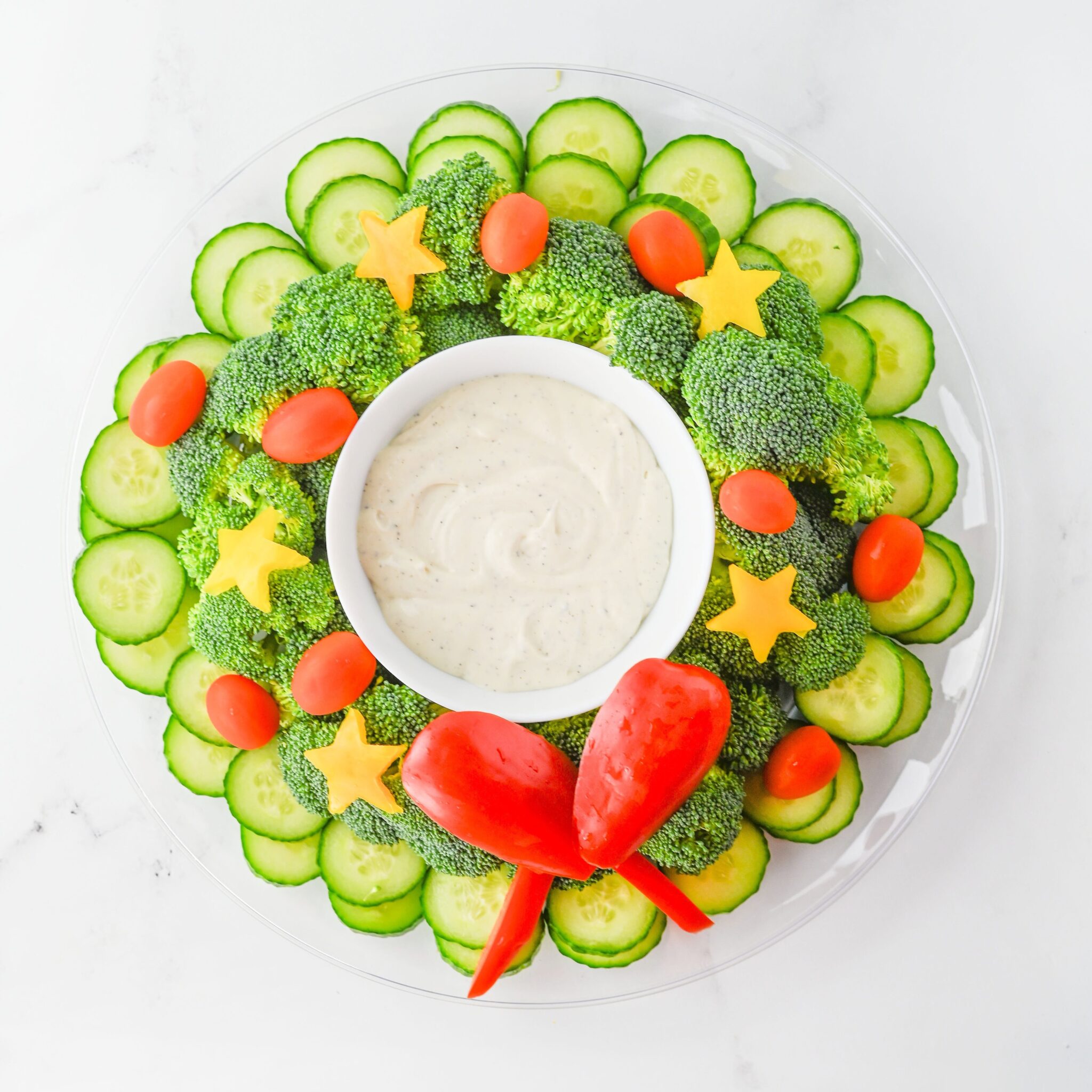 Festive Veggie Wreath Tray - Bite-Sized Bash