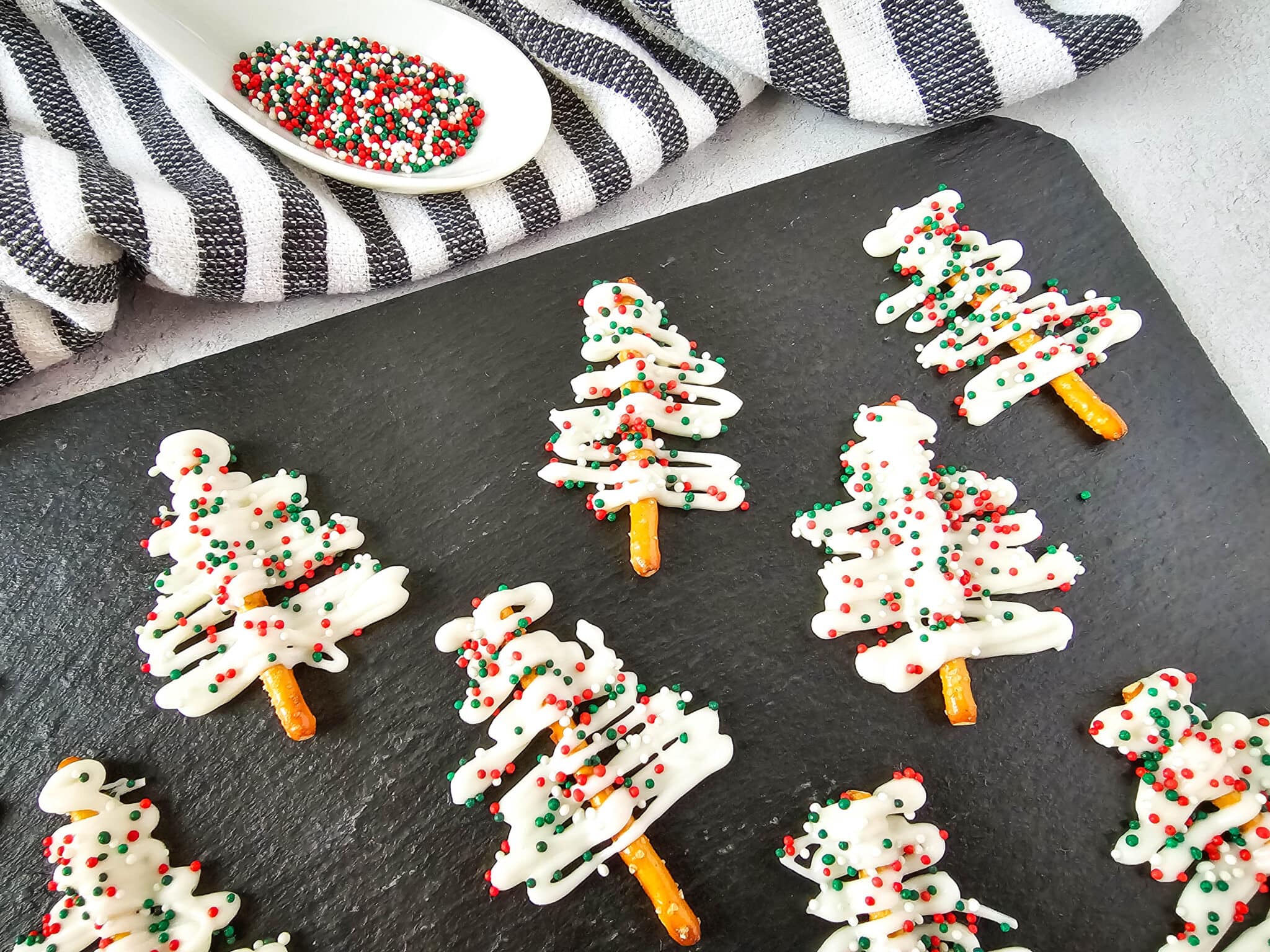 White Chocolate Mini Pretzel Trees - Bite-Sized Bash