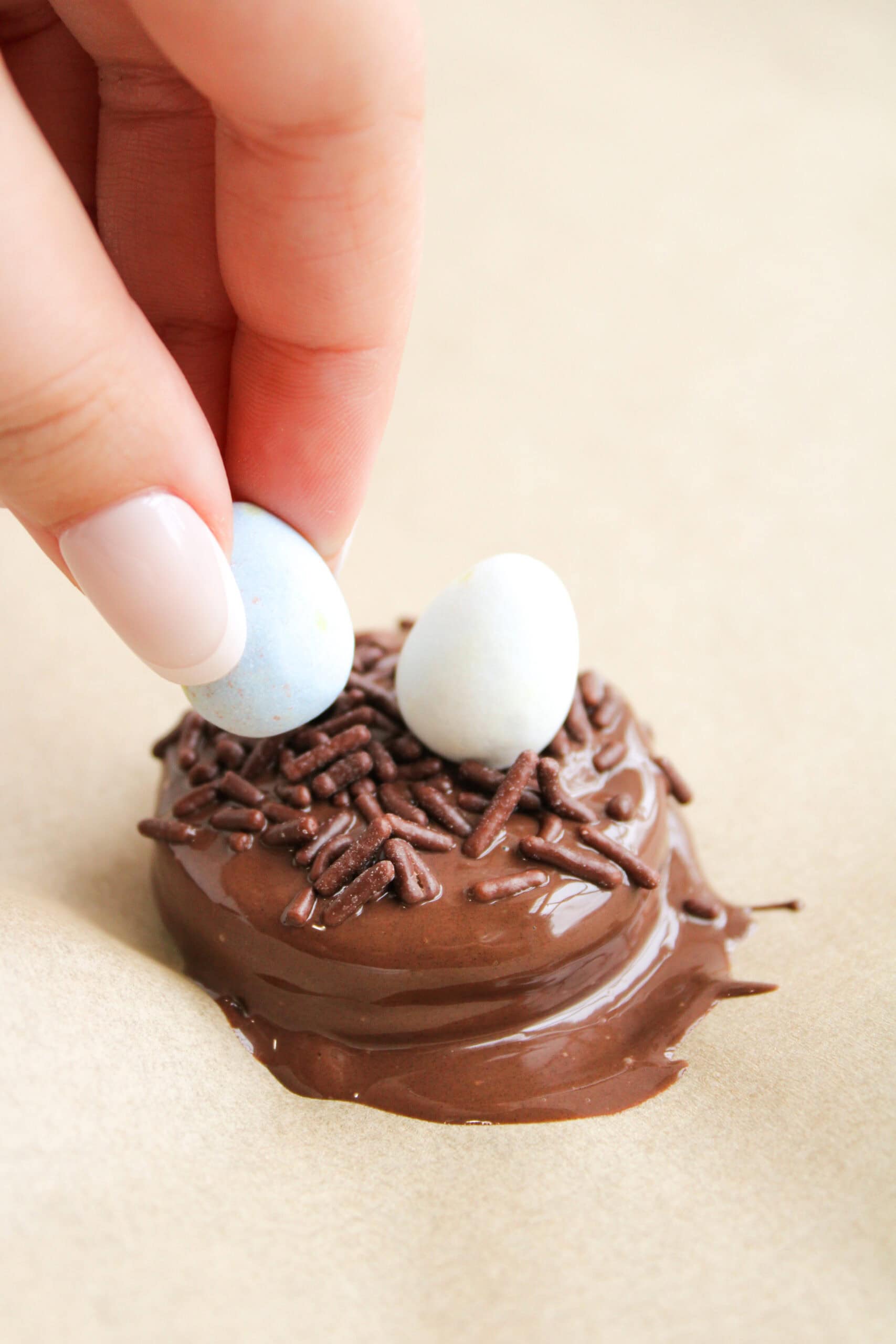 Chocolate Covered Oreo Easter Nests for a Fun Sweet Treat - Bite-Sized Bash