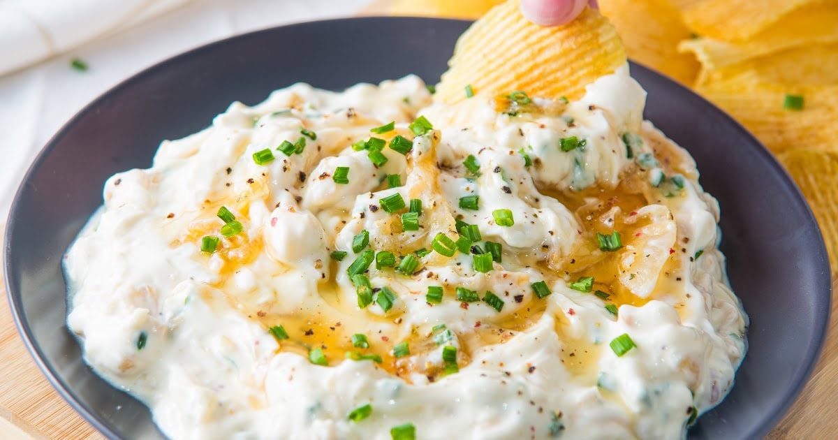 French Onion Dip with Honey - Bite-Sized Bash