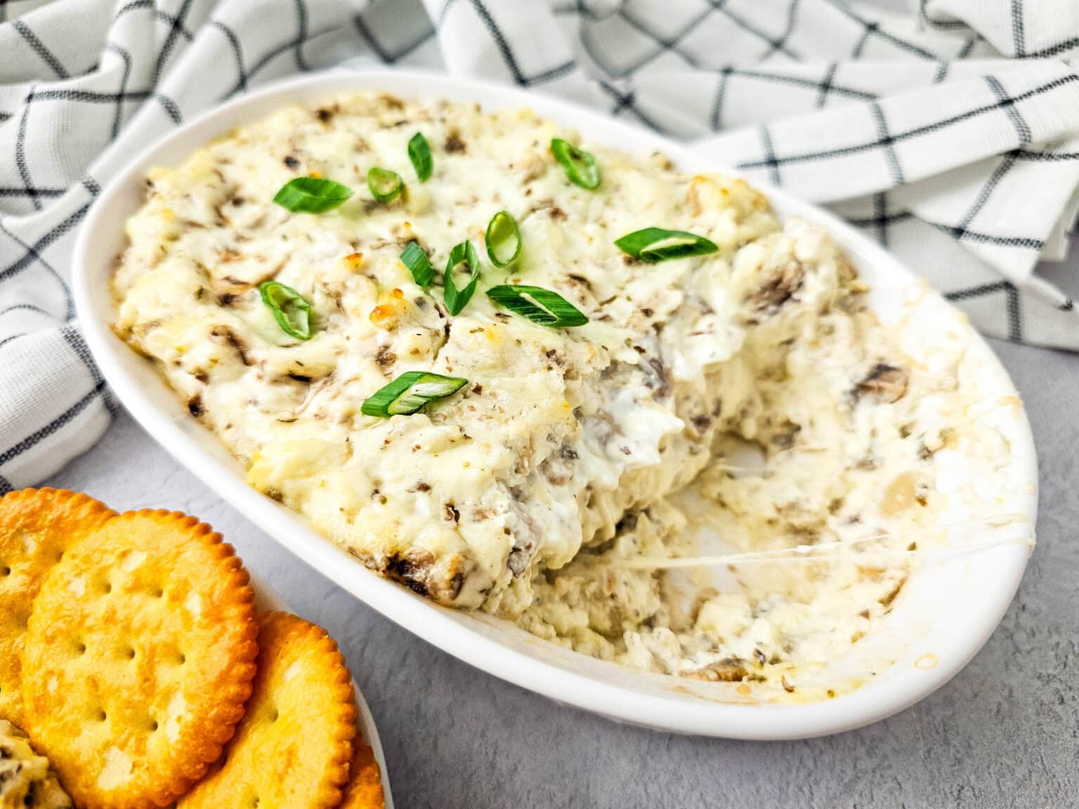 Creamy Baked Mushroom Dip - Bite-Sized Bash