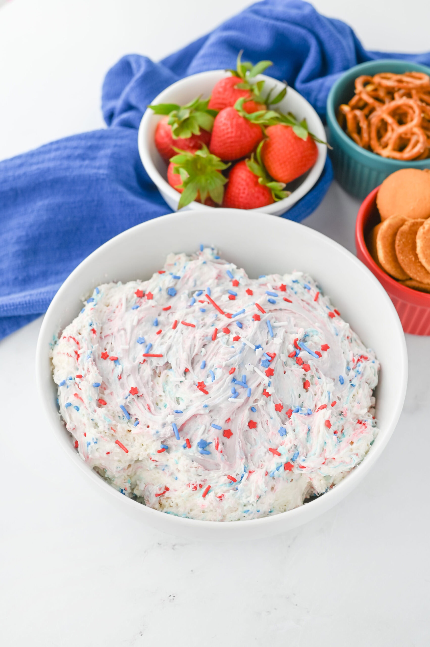 Red, White, and Blue Funfetti Dip - Bite-Sized Bash