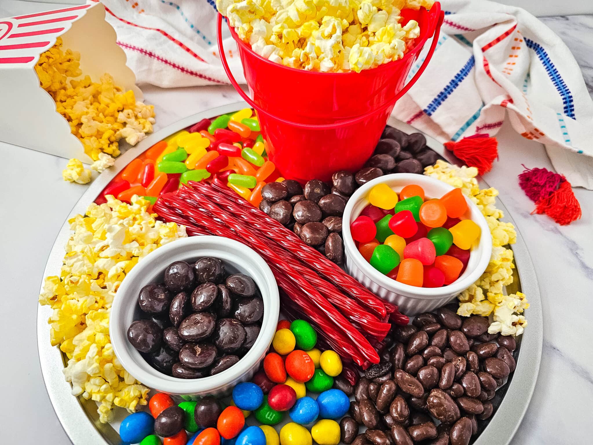 Popcorn & Candy Movie Night Snack Board - Bite-Sized Bash