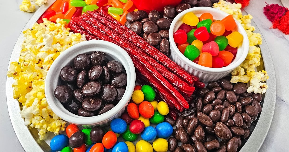 Popcorn & Candy Movie Night Snack Board - Bite-Sized Bash
