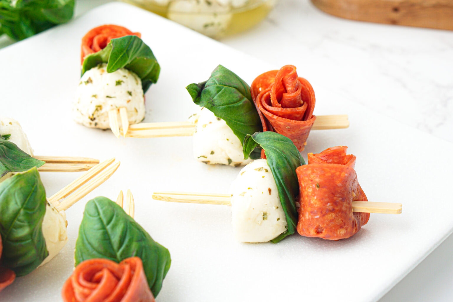 3-Ingredient Pepperoni Rose Skewers - Bite-Sized Bash