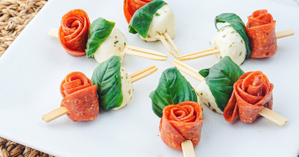 3-Ingredient Pepperoni Rose Skewers - Bite-Sized Bash