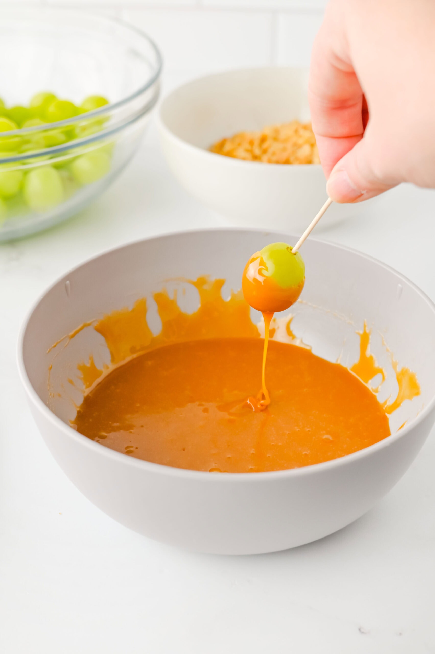 Caramel-Dipped Grapes with Peanuts - Bite-Sized Bash