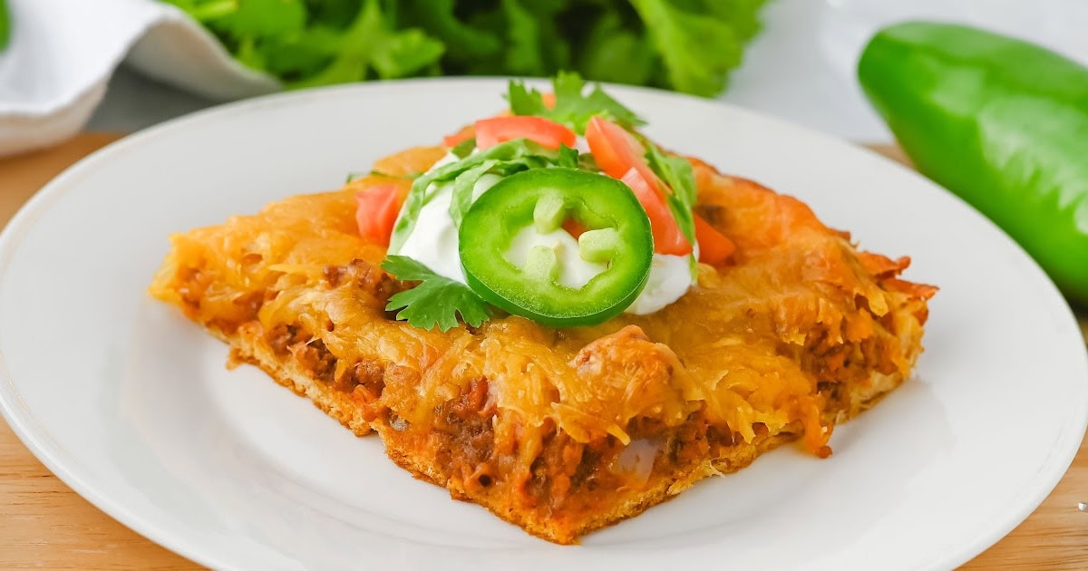 Ground Beef Crescent Roll Taco Bake - Bite-Sized Bash