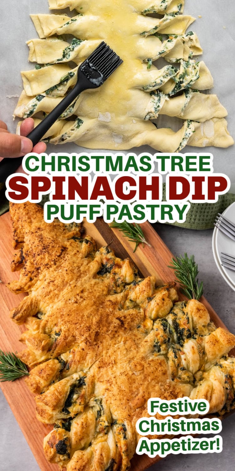 Christmas Tree Spinach Dip Puff Pastry - Bite-Sized Bash