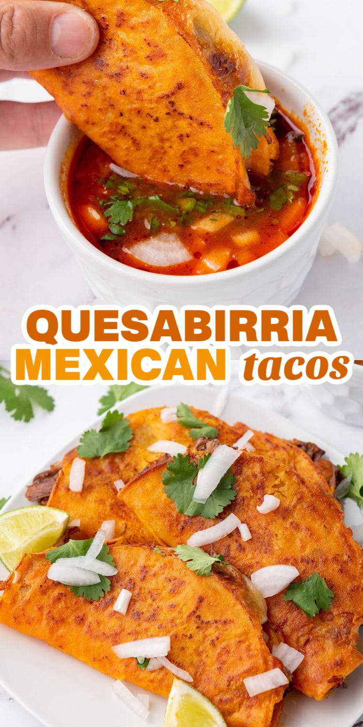 Quesabirria Mexican Tacos with Consommé - Bite-Sized Bash