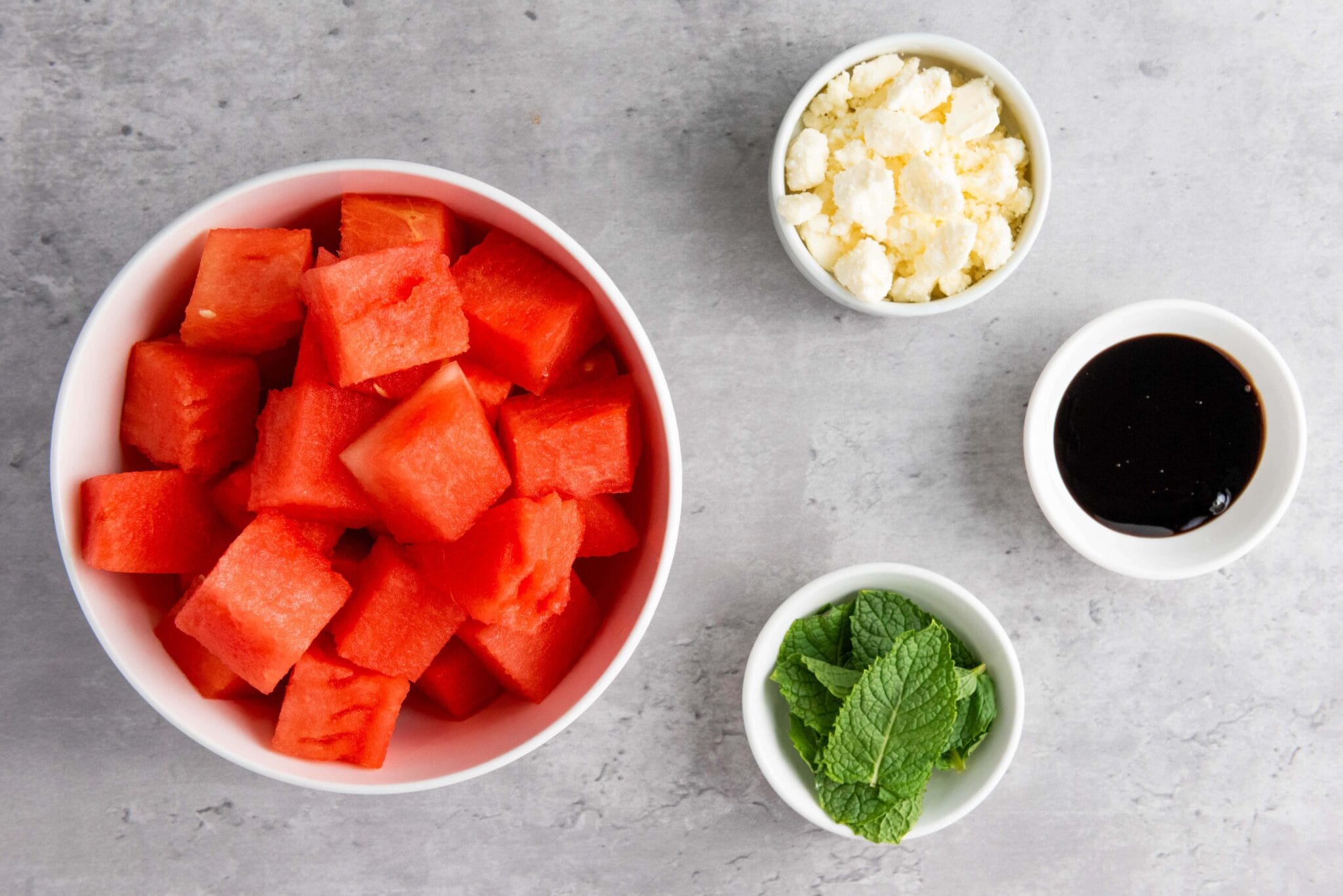 Watermelon Feta Salad with Balsamic Glaze - Bite-Sized Bash