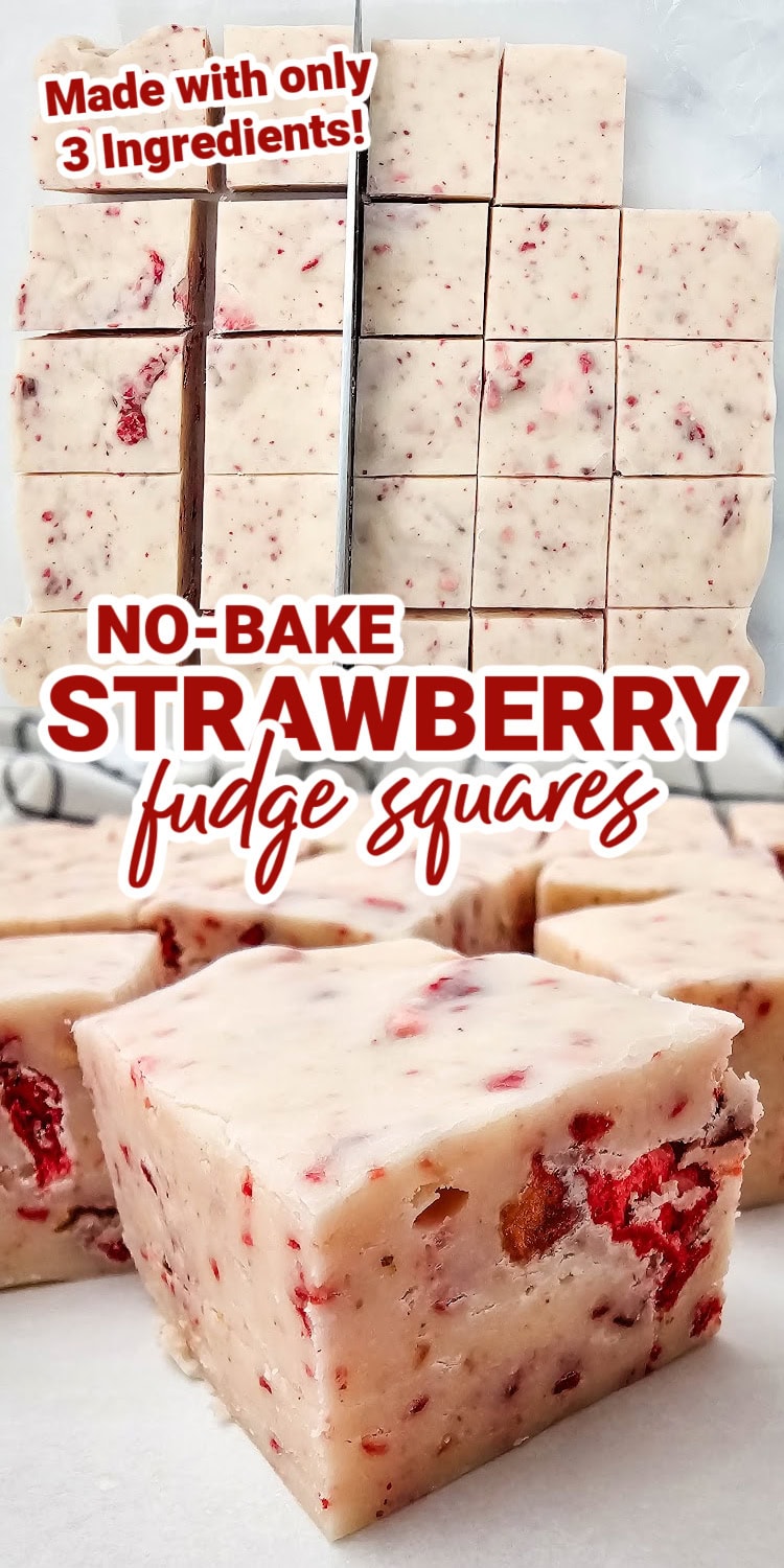 No-Bake Strawberry Fudge Squares - Bite-Sized Bash