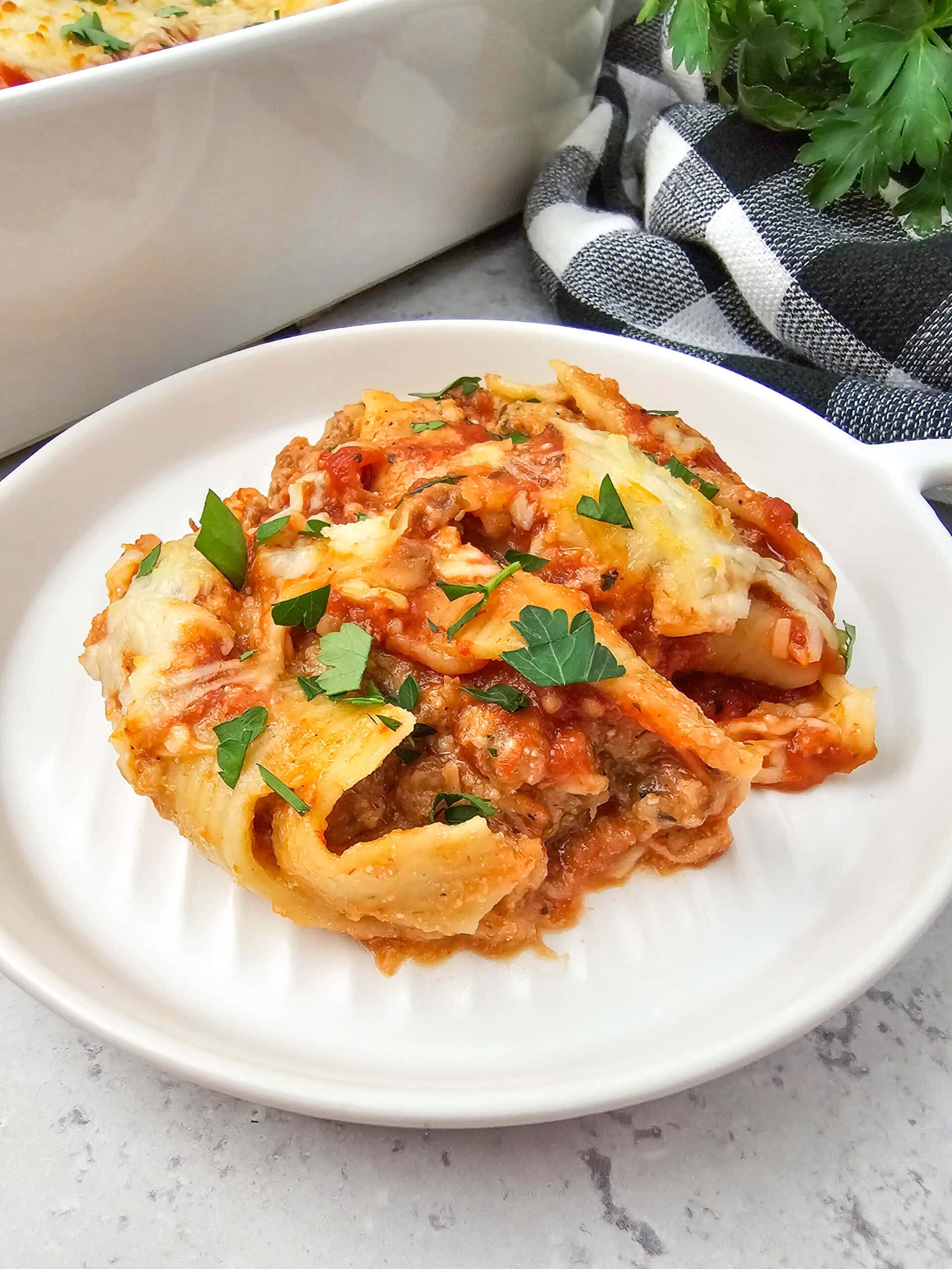 Cheesy Italian Stuffed Shells Casserole - Bite-Sized Bash